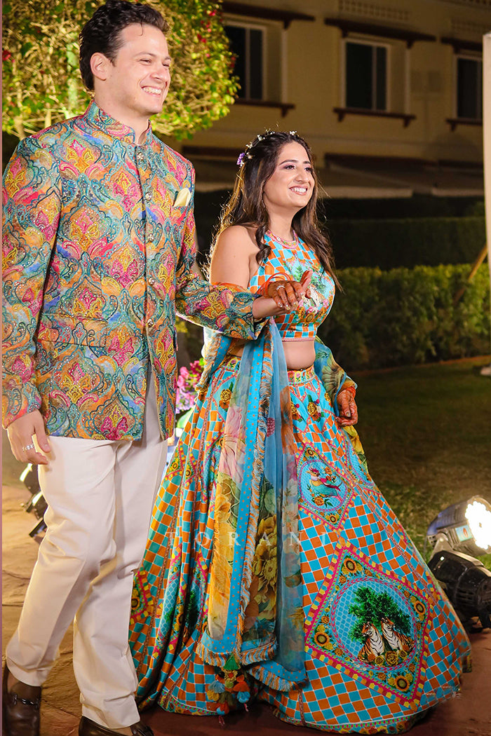 Chhavi Jatwani in our Firoza Chokor Preet Lehenga Set – Torani India