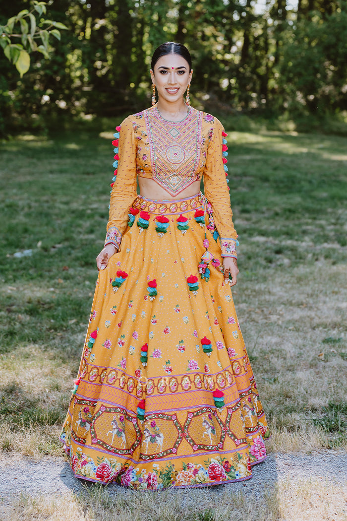 Jasdeep Sanghera in our Sunehra Aoruni Lehenga Set – Torani India