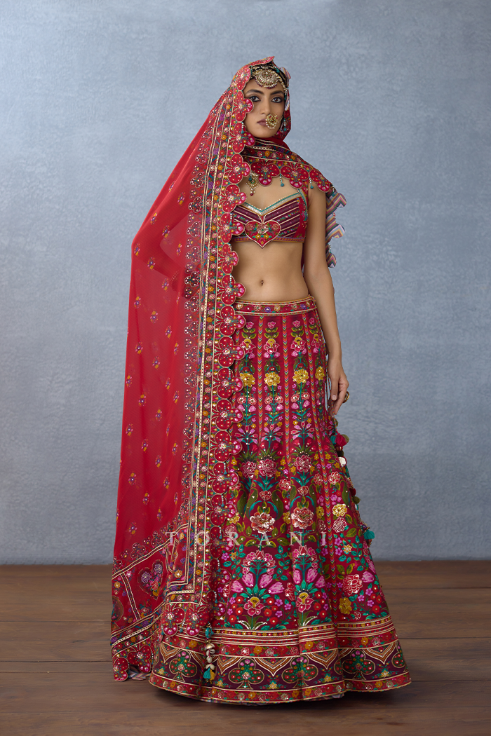 Dil Surkh Anjani Lehenga Set – Torani India