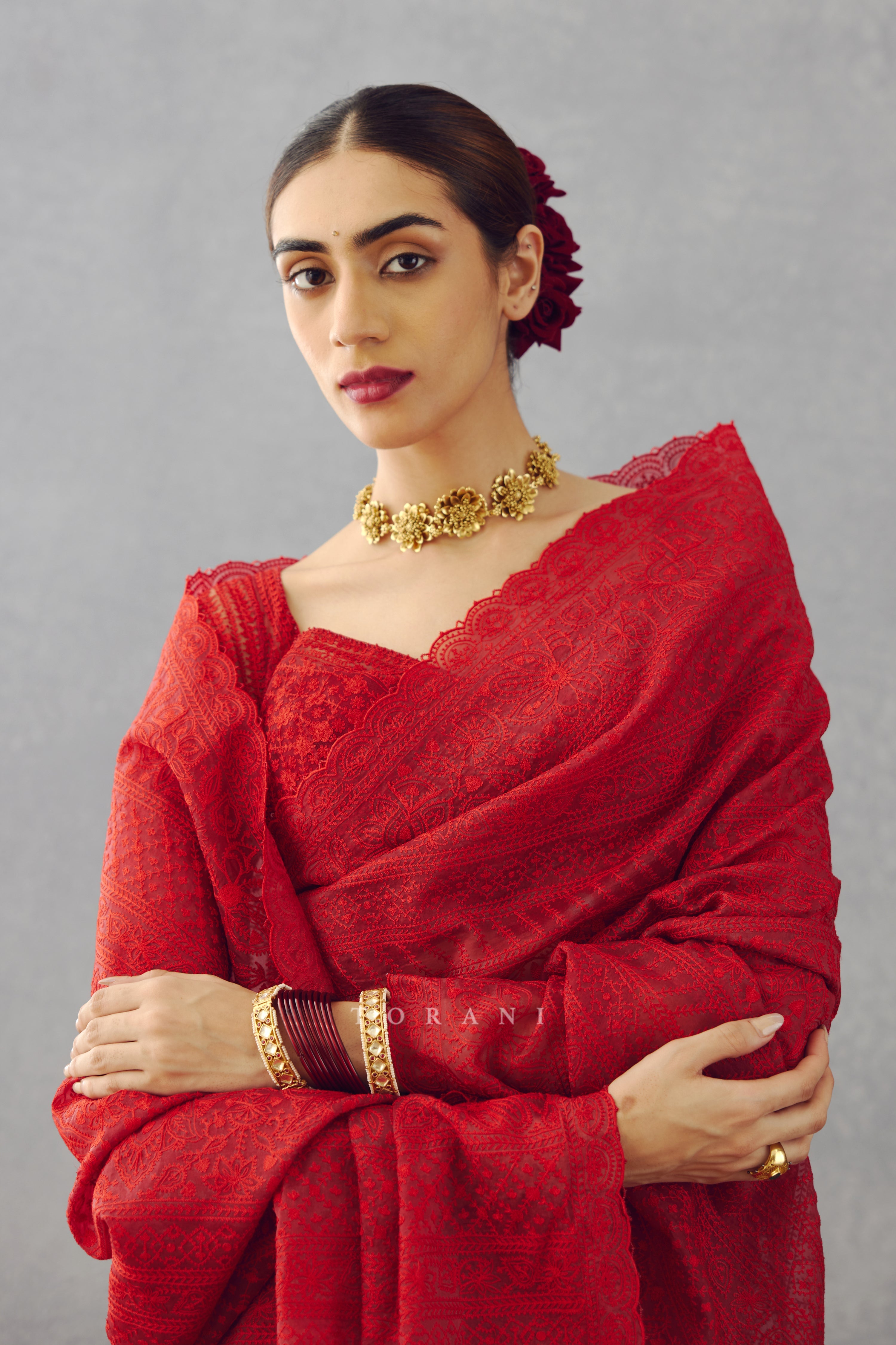 Surkh Iravati Saree – Torani India