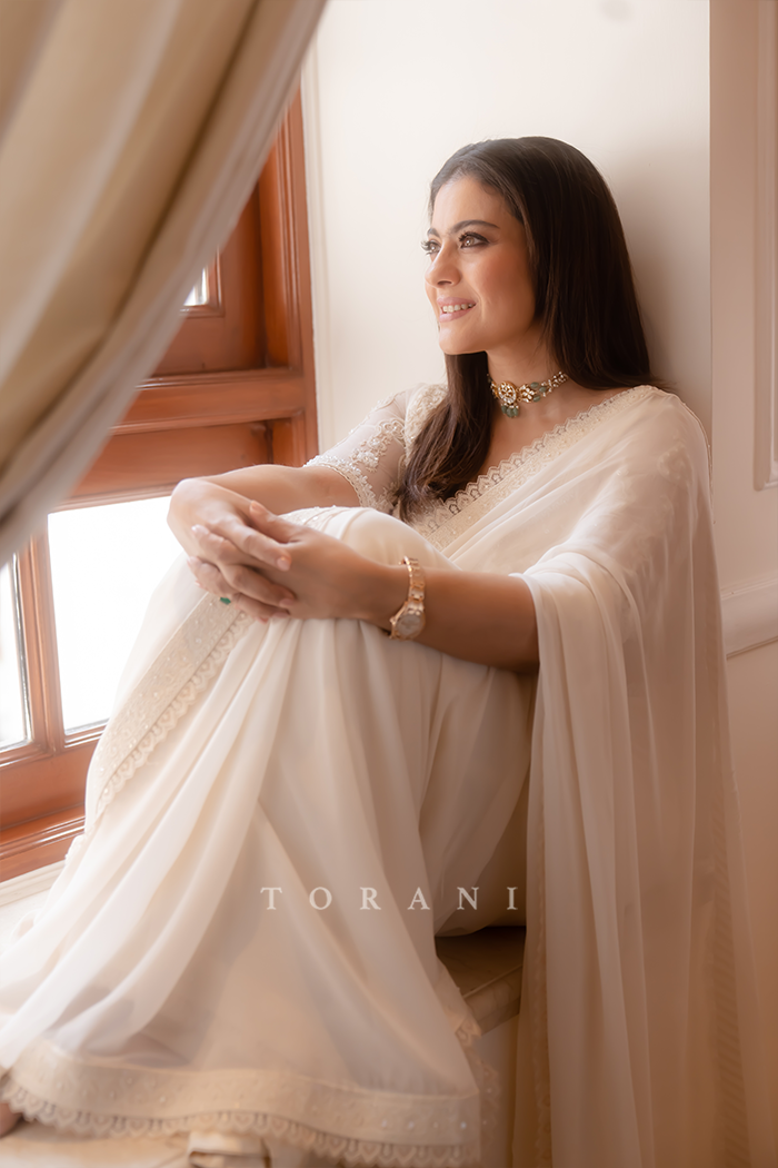 Kajol Devgan in our Custom Maahe Lasika Saree Set – Torani India