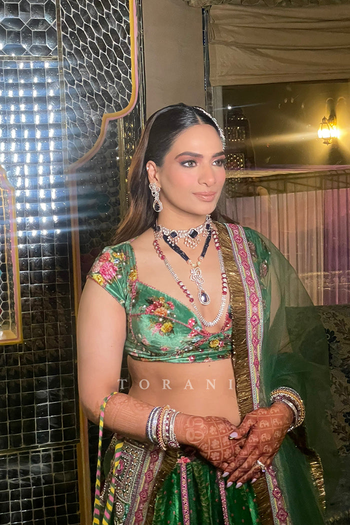 Anshita Verma in our Panna Qurbat Lehenga Set – Torani India