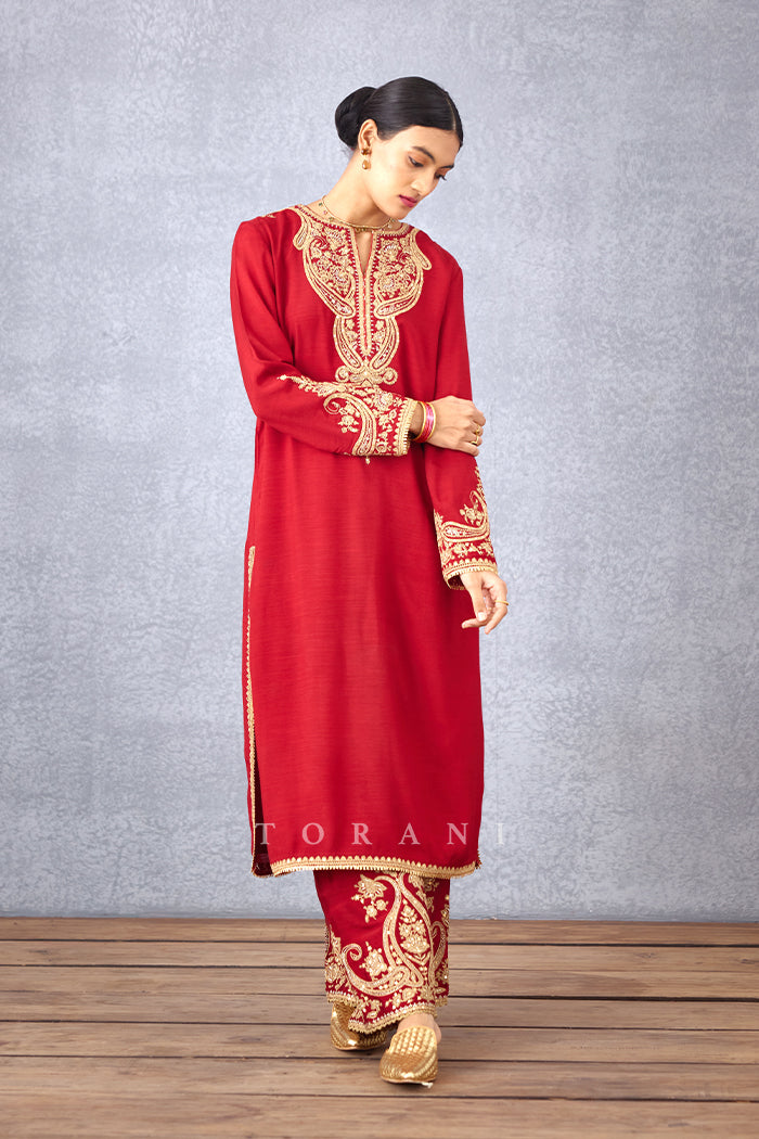 Sindoori Pushti Kurta Set – Torani India