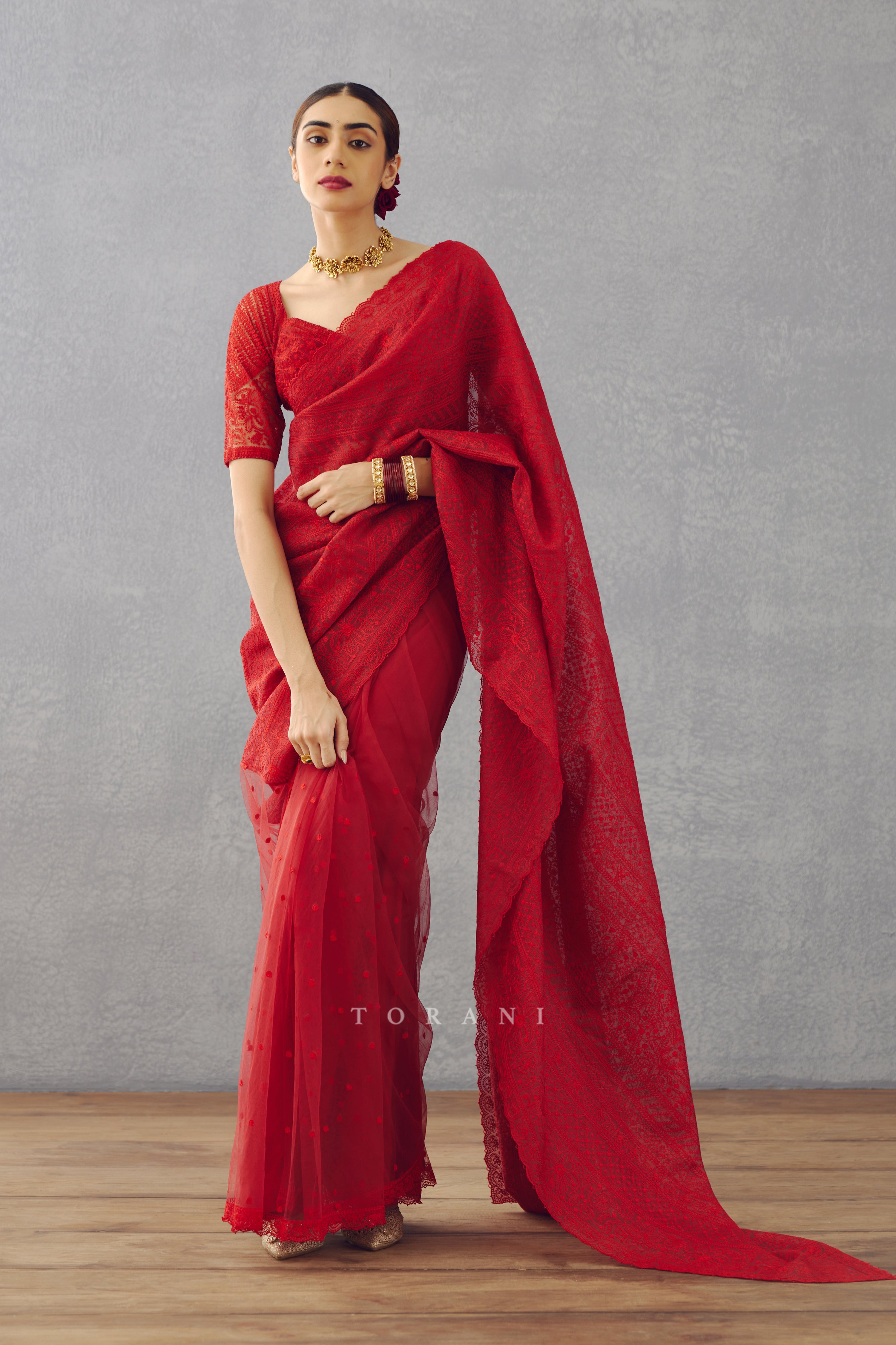 Surkh Iravati Saree – Torani India